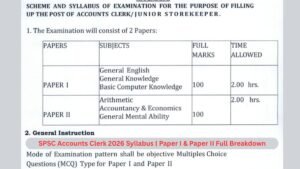 SPSC Accounts Clerk 2026 Syllabus | Paper I & Paper II Full Breakdown